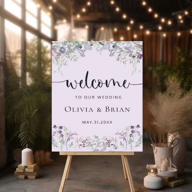 Lavender Lilac Wedding Welcome Sign | Zazzle