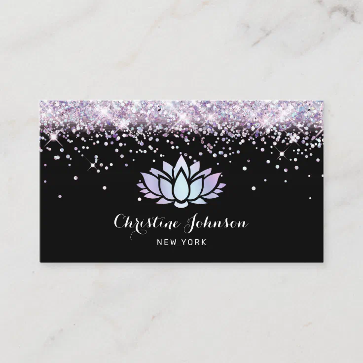 lavender lotus flower business card | Zazzle