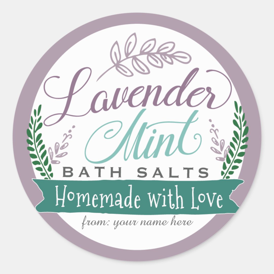 Lavender Mint Bath Salt Labels for Homemade gift | Zazzle