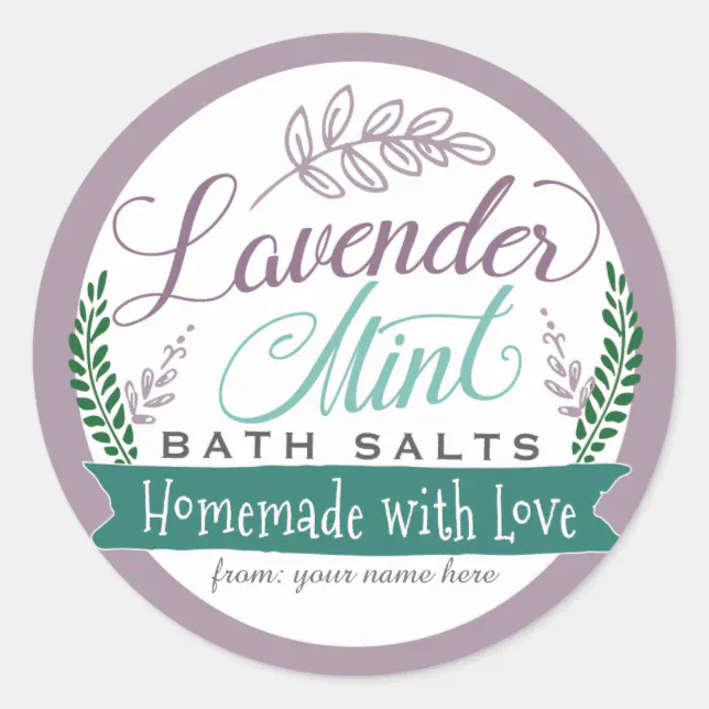 Lavender Mint Bath Salt Labels for Homemade gift | Zazzle