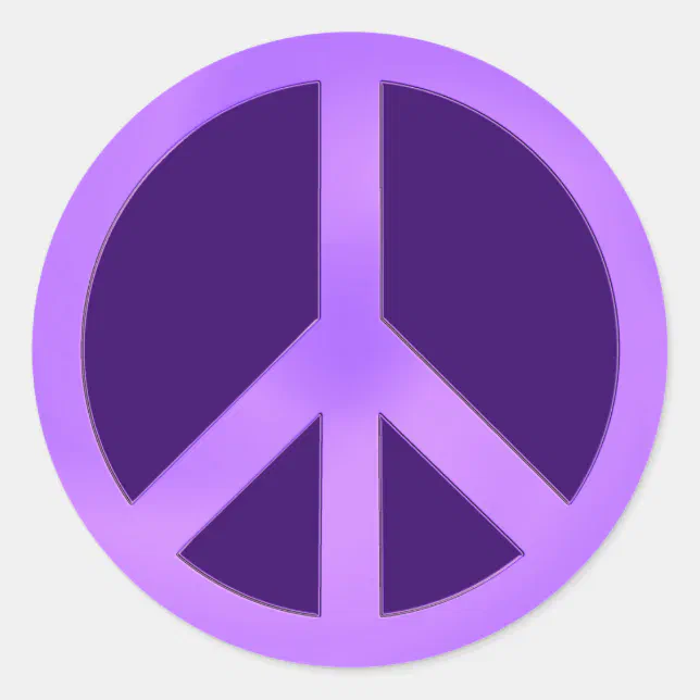 Lavender on Dark Purple Peace Sign Classic Round Sticker | Zazzle