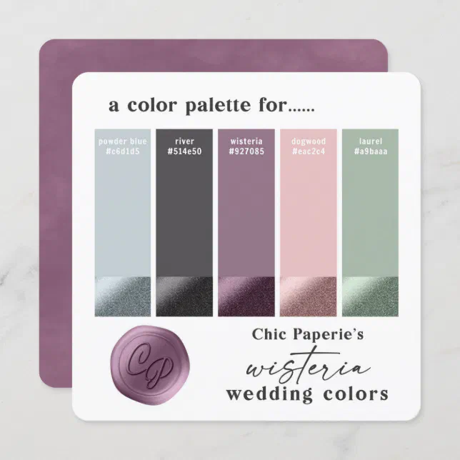 Lavender & Pink Spring Wedding Color Palette Card | Zazzle