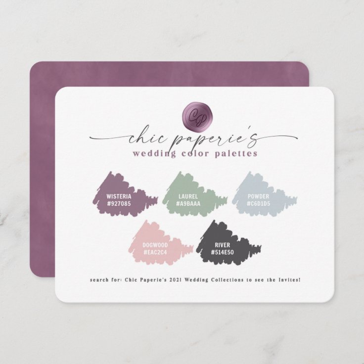 Lavender Pink Spring Wedding Color Palette Card | Zazzle