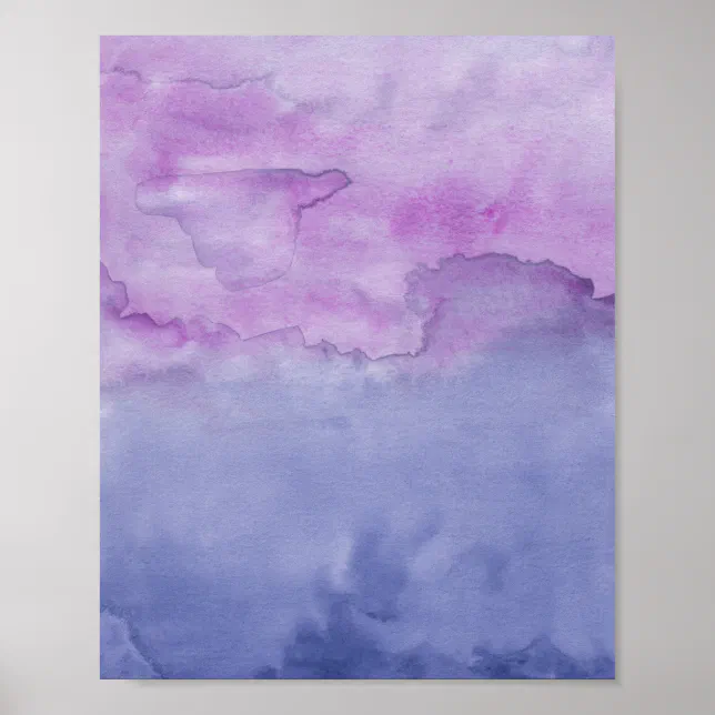 Lavender Purple Abstract Duo Watercolor Painting Poster | Zazzle