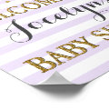 Lavender Purple and Gold Girl Baby Shower Welcome Poster | Zazzle