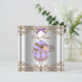 Lavender Purple Brown Lace Girl Baby Shower Invitation | Zazzle