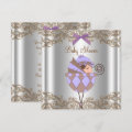Lavender Purple Brown Lace Girl Baby Shower Invitation | Zazzle