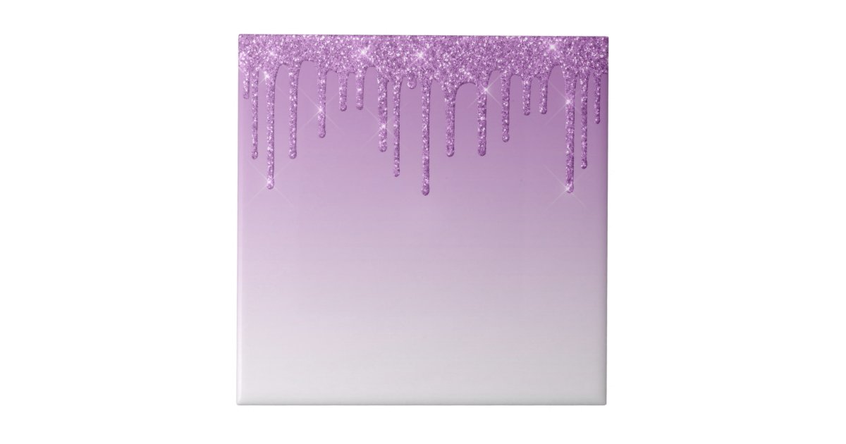Lavender Purple Dripping Glitter Ceramic Tile | Zazzle