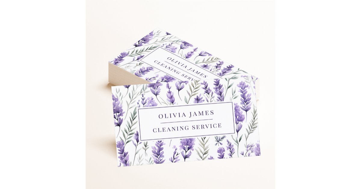 Lavender Purple Floral Cleaning Maid Housekeeper Business Card | Zazzle