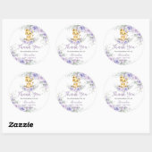 Lavender Purple Floral Lion Cub Baby Shower Classic Round Sticker | Zazzle