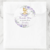 Lavender Purple Floral Lion Cub Baby Shower Classic Round Sticker | Zazzle
