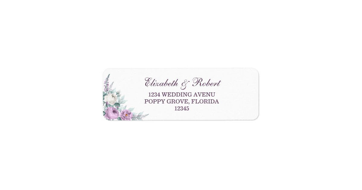 Lavender Purple Floral Return Address Label | Zazzle