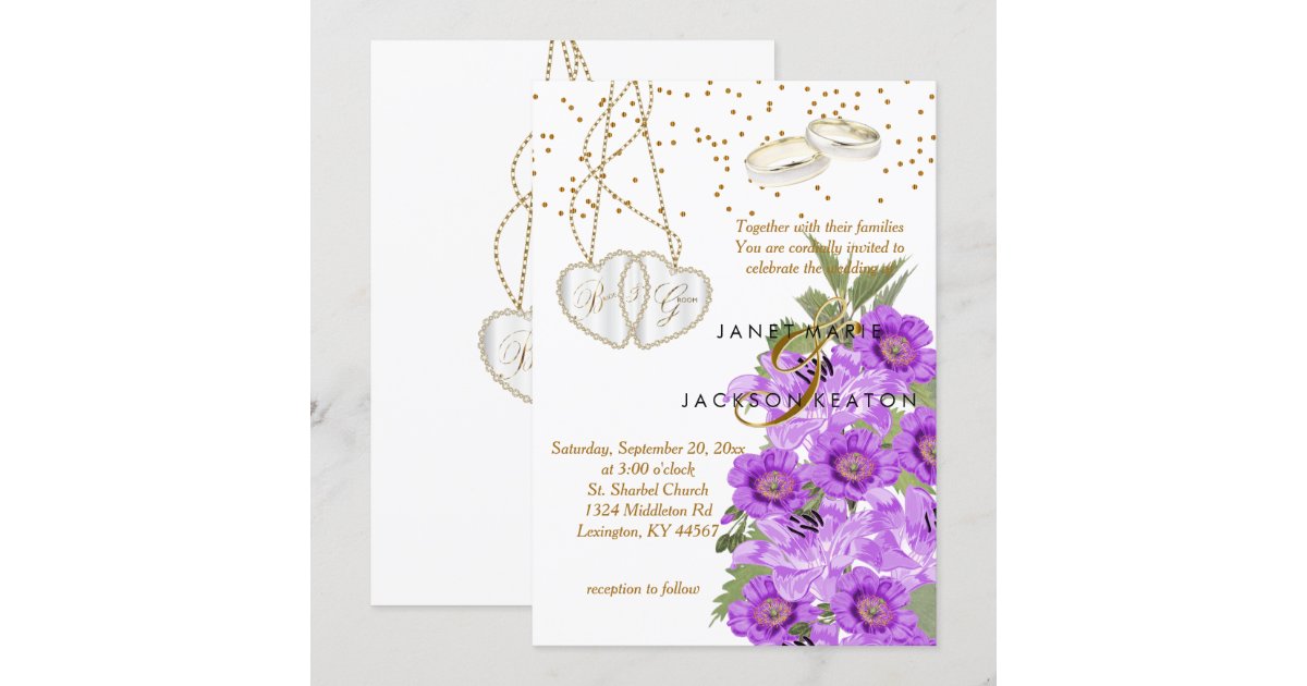 Lavender Purple Floral Wedding Invitation | Zazzle