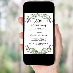 Lavender purple florals 50th wedding anniversary invitation | Zazzle