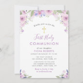 lavender purple flowers first holy communion invitation | Zazzle