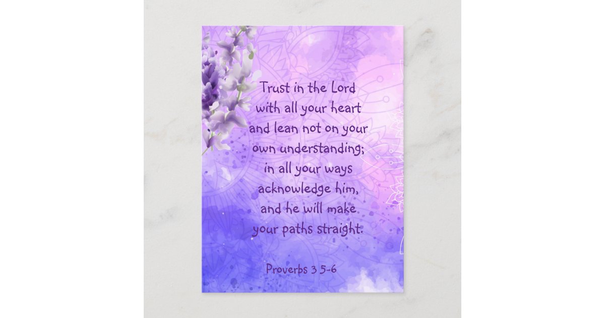 Lavender Purple Garden Flower Bible Scripture Postcard | Zazzle