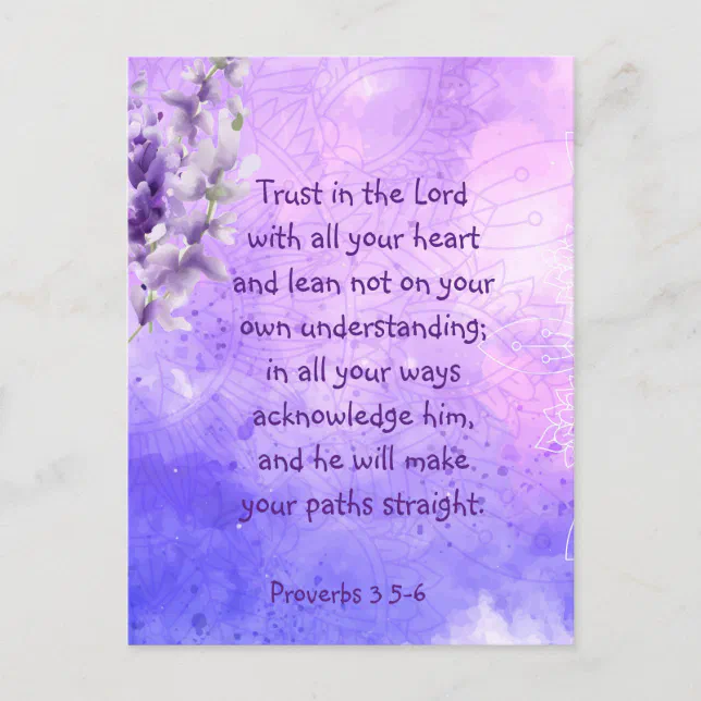 Lavender Purple Garden Flower Bible Scripture Postcard | Zazzle