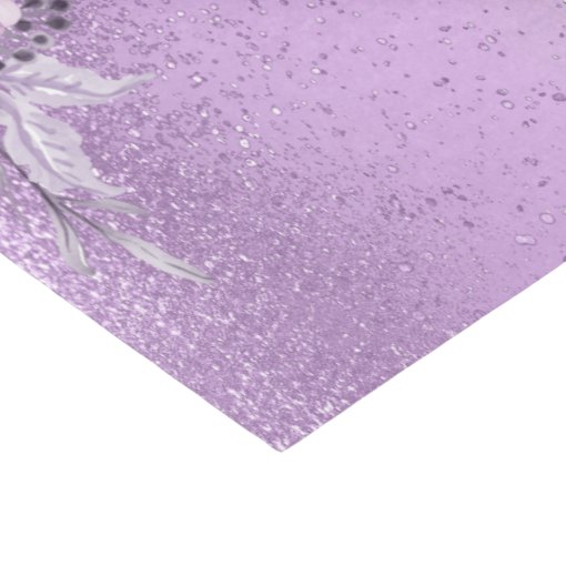 Lavender Purple Glitter with Floral Flowers Tissue Paper | Zazzle