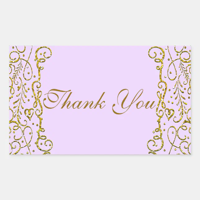 Lavender Purple Gold Royal Castle PRINCESS PARTY Rectangular Sticker ...