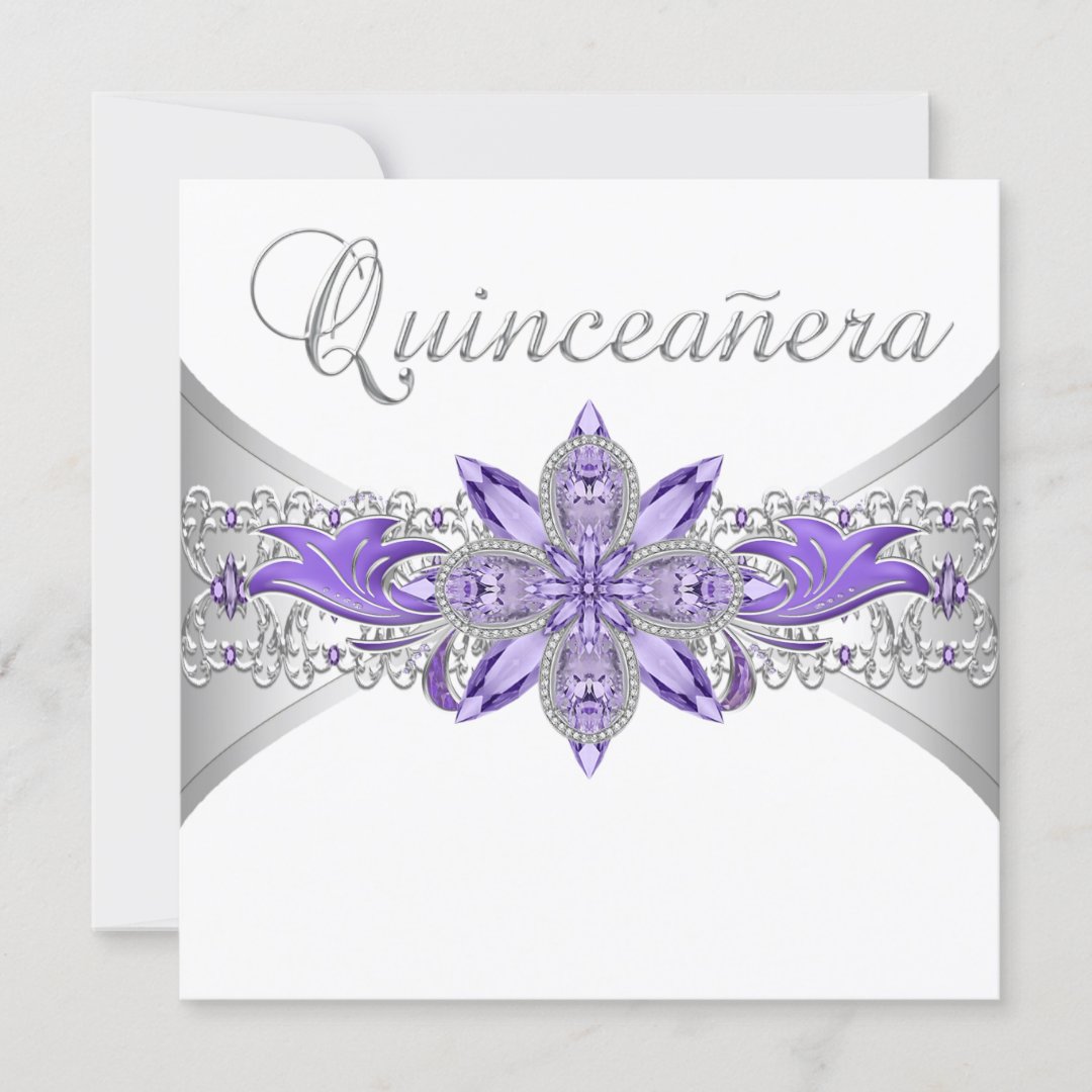 Lavender Purple Silver Quinceanera Invitations | Zazzle