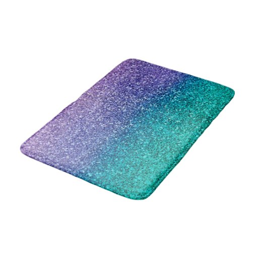 Lavender Purple & Teal Aqua Green Sparkly Glitter Bath Mat | Zazzle