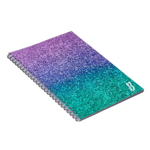 Lavender Purple & Teal Aqua Green Sparkly Glitter Notebook | Zazzle