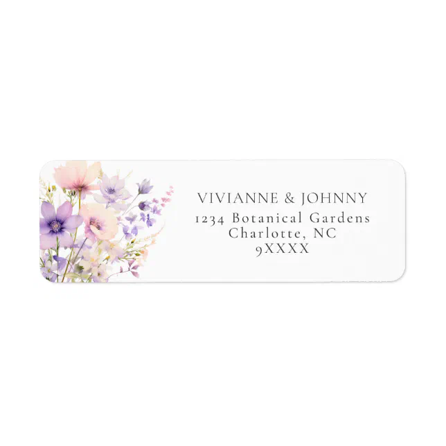 Lavender Purple Violet Flowers Wildflowers Wedding Label | Zazzle