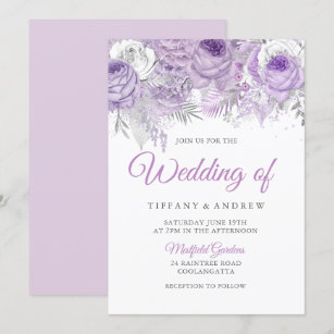Purple And Silver Wedding Invitations | Zazzle