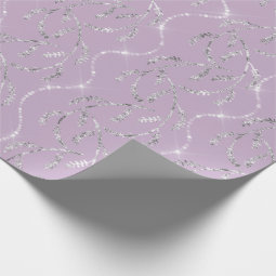 Lavender PurpleSpark Laurel Floral Silver Diamonds Wrapping Paper | Zazzle