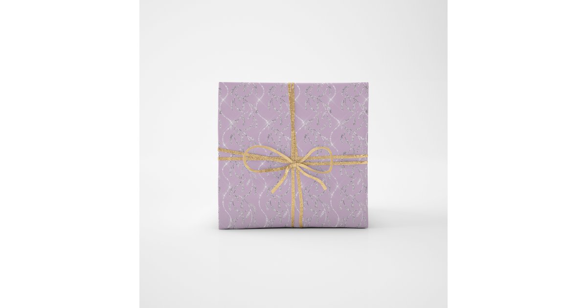 Lavender PurpleSpark Laurel Floral Silver Diamonds Wrapping Paper | Zazzle