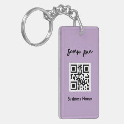 Lavender QR Code Business Card Your Logo Custom Keychain | Zazzle