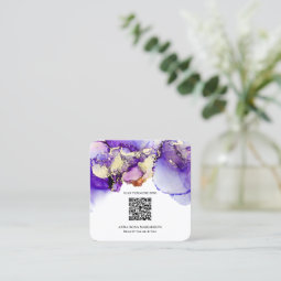 LAVENDER QR CODE Yummy Gold Bold AP29 Square Business Card | Zazzle