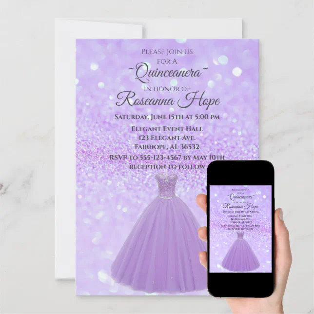 Lavender Quinceanera Invitation | Zazzle