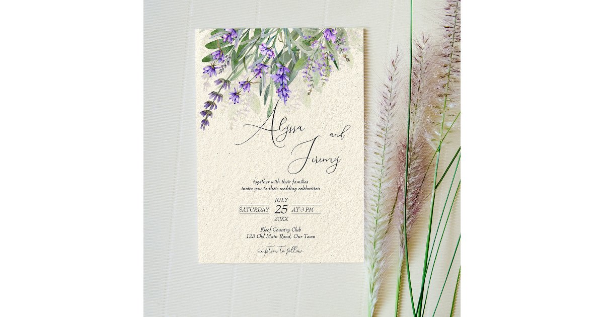 Lavender rustic countryside vintage QR RSVP Invitation | Zazzle