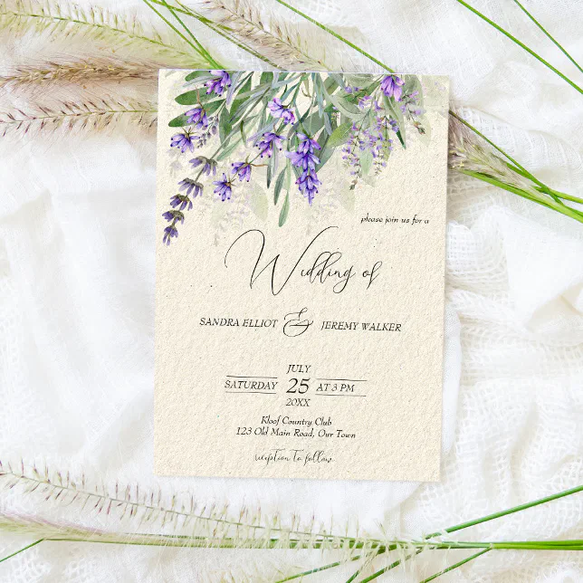 Lavender rustic countryside vintage wedding QR Invitation | Zazzle