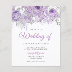 Lavender & Silver Budget Wedding Invitation | Zazzle