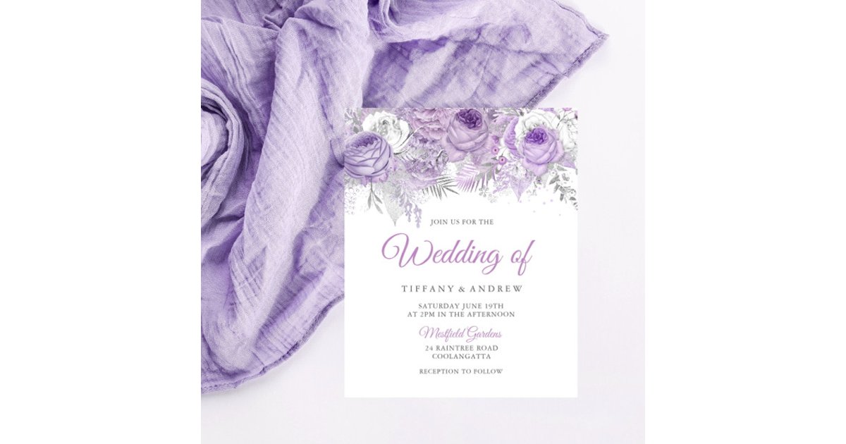 Lavender & Silver Budget Wedding Invitation | Zazzle