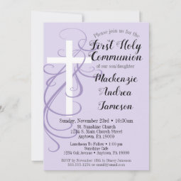 Lavender Swirl First Holy Communion Invitation | Zazzle