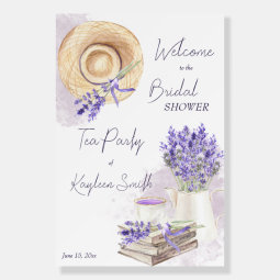 Lavender tea party bridal shower welcome sign | Zazzle