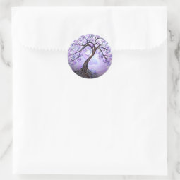Lavender Tree of Life Rev 2. Classic Round Sticker | Zazzle