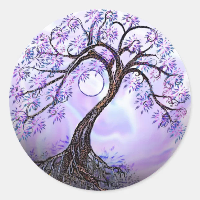 Lavender Tree of Life Rev 2. Classic Round Sticker | Zazzle