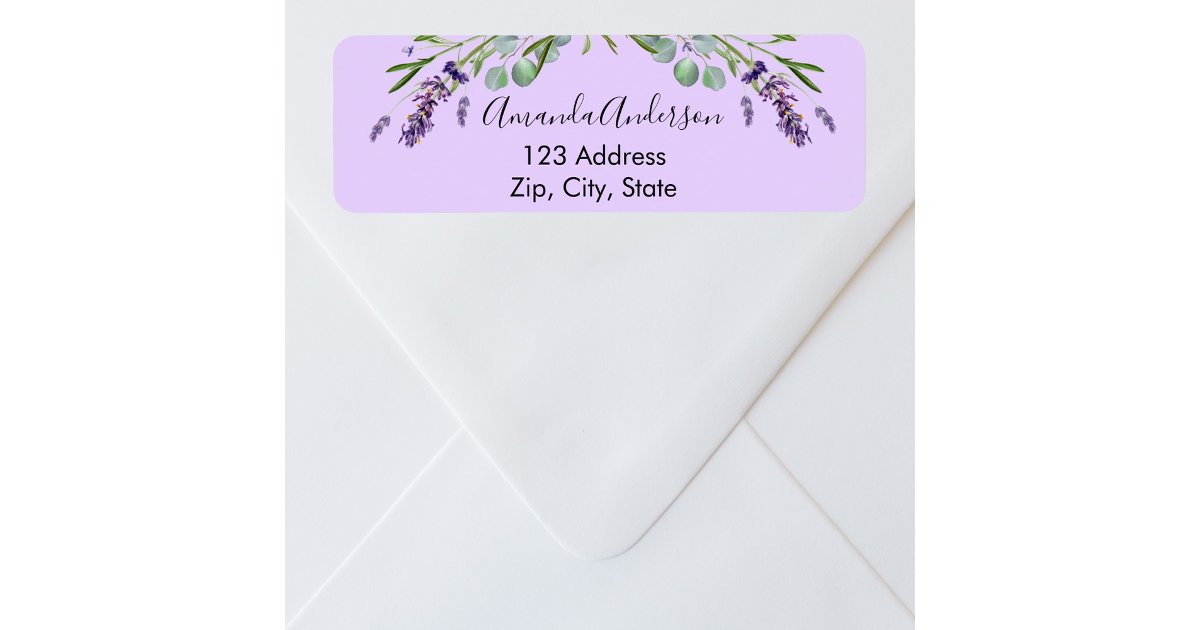Lavender violet eucalyptus greenery return address label | Zazzle
