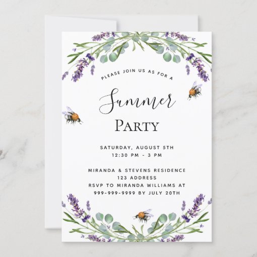 Lavender violet floral summer outdoor party invitation | Zazzle