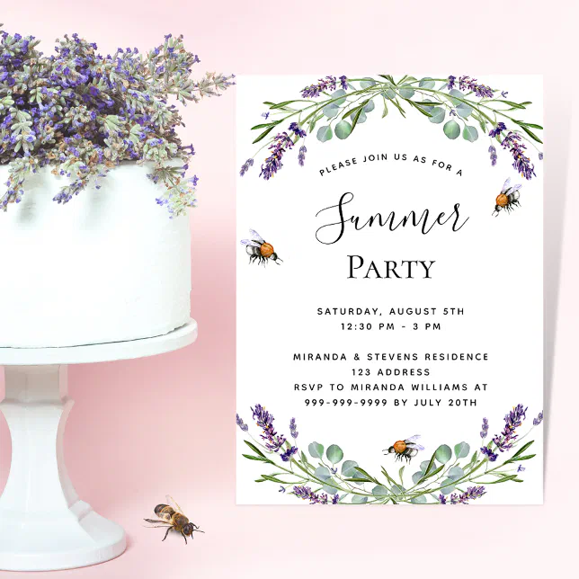 Lavender violet floral summer outdoor party invitation | Zazzle