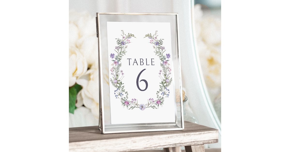 Lavender violet floral wedding table numbers | Zazzle