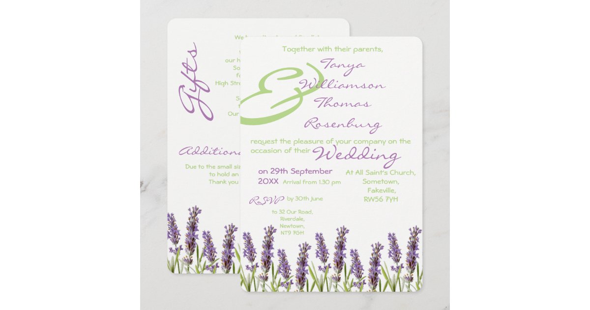 Lavender Wedding Invitation | Zazzle