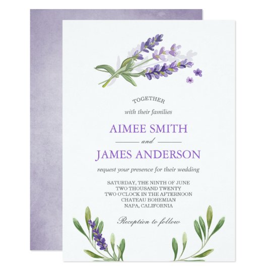 Lavender Wedding Invitation Rustic Elegant Floral | Zazzle.com