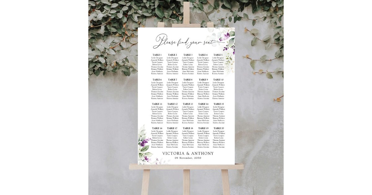 Lavender Wedding Seating Chart Foam Boards | Zazzle
