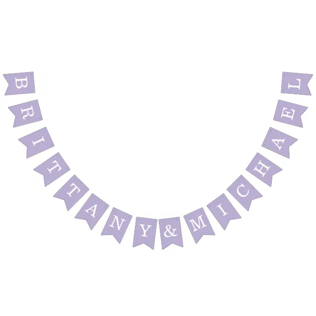 Lavender Wedding Simple Purple Bride & Groom Names Bunting Flags | Zazzle