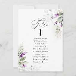 Lavender Wedding Table Seating Chart Cards | Zazzle